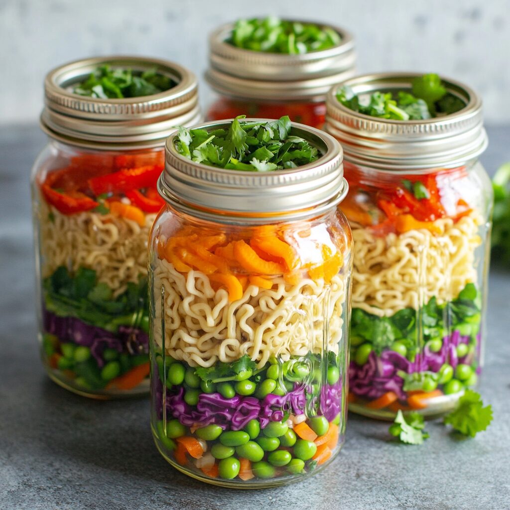 Healthy Homemade Instant Noodles in Mason Jars (Vegetarian)