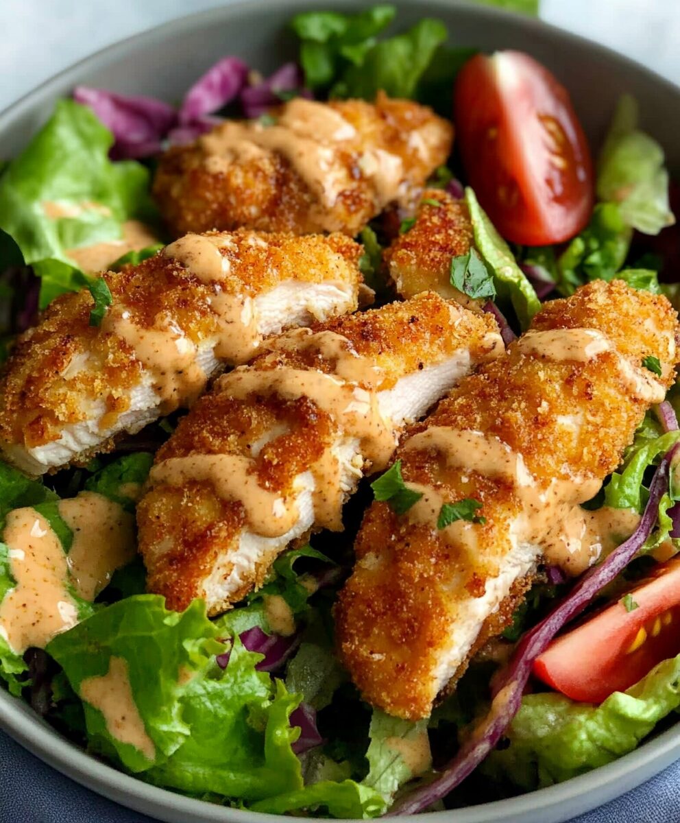Air-Fried Chicken Tender Salad with Honey Mustard