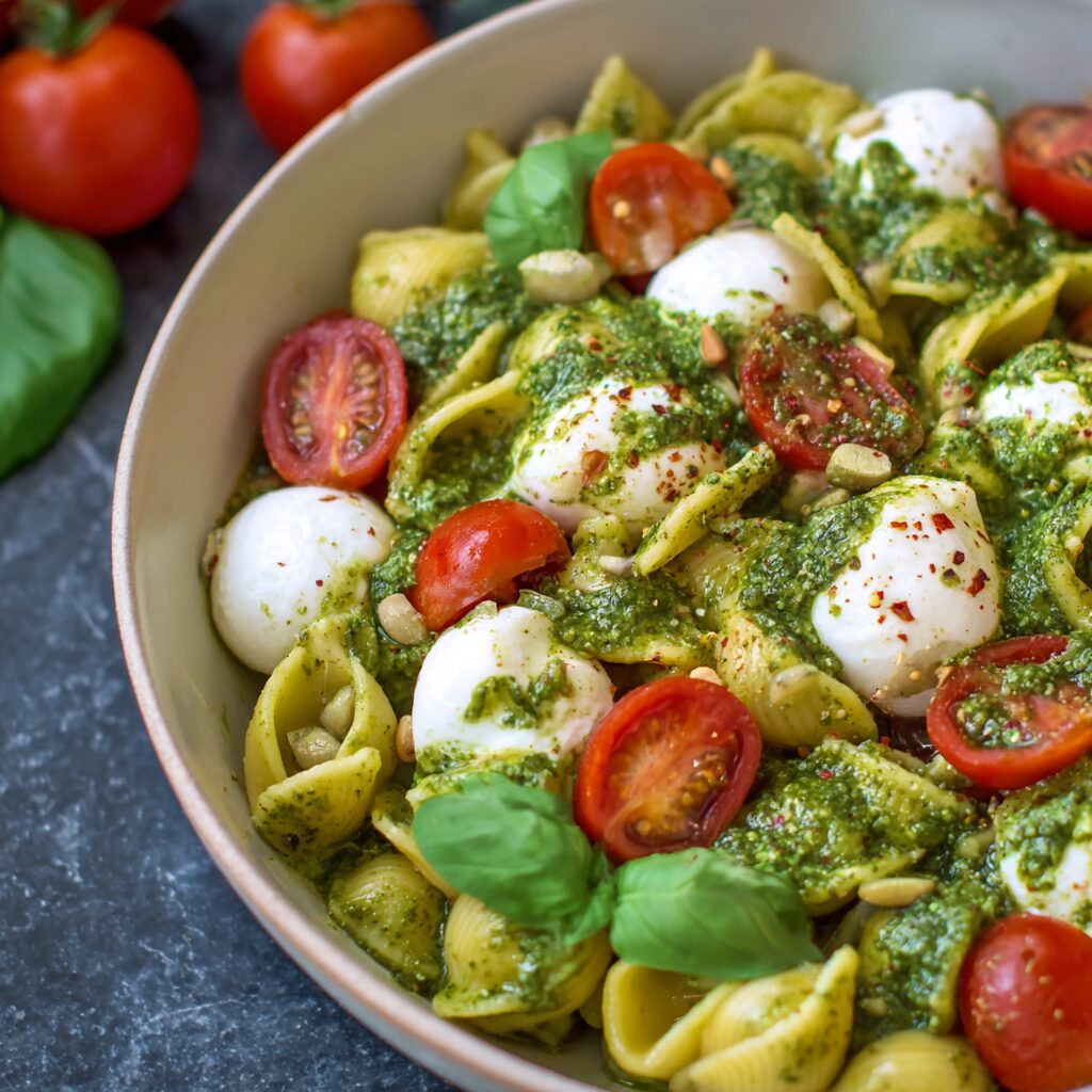 Irresistible Pesto Mozzarella Pasta Salad